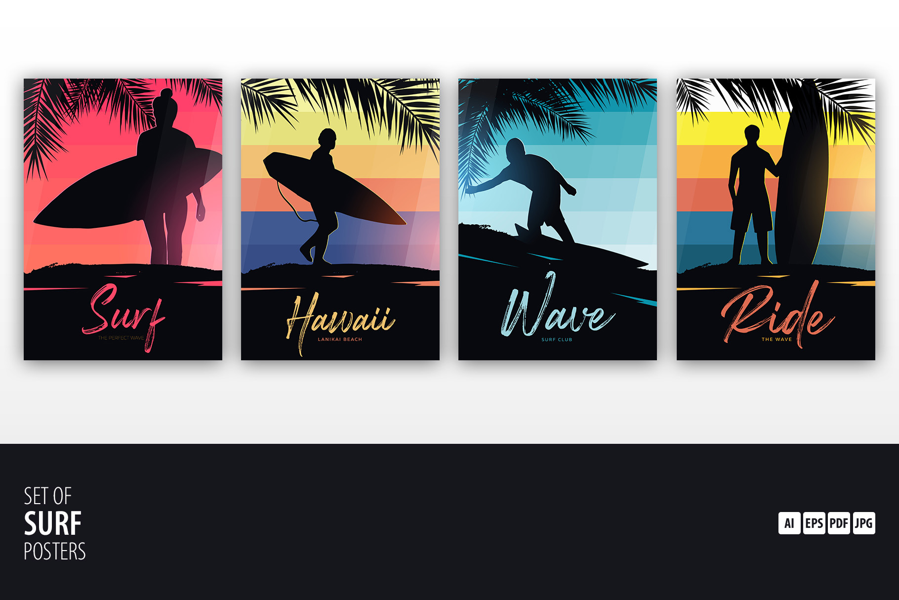Surf Posters., a Decorative Illustration by Leo Edition | Creative Market