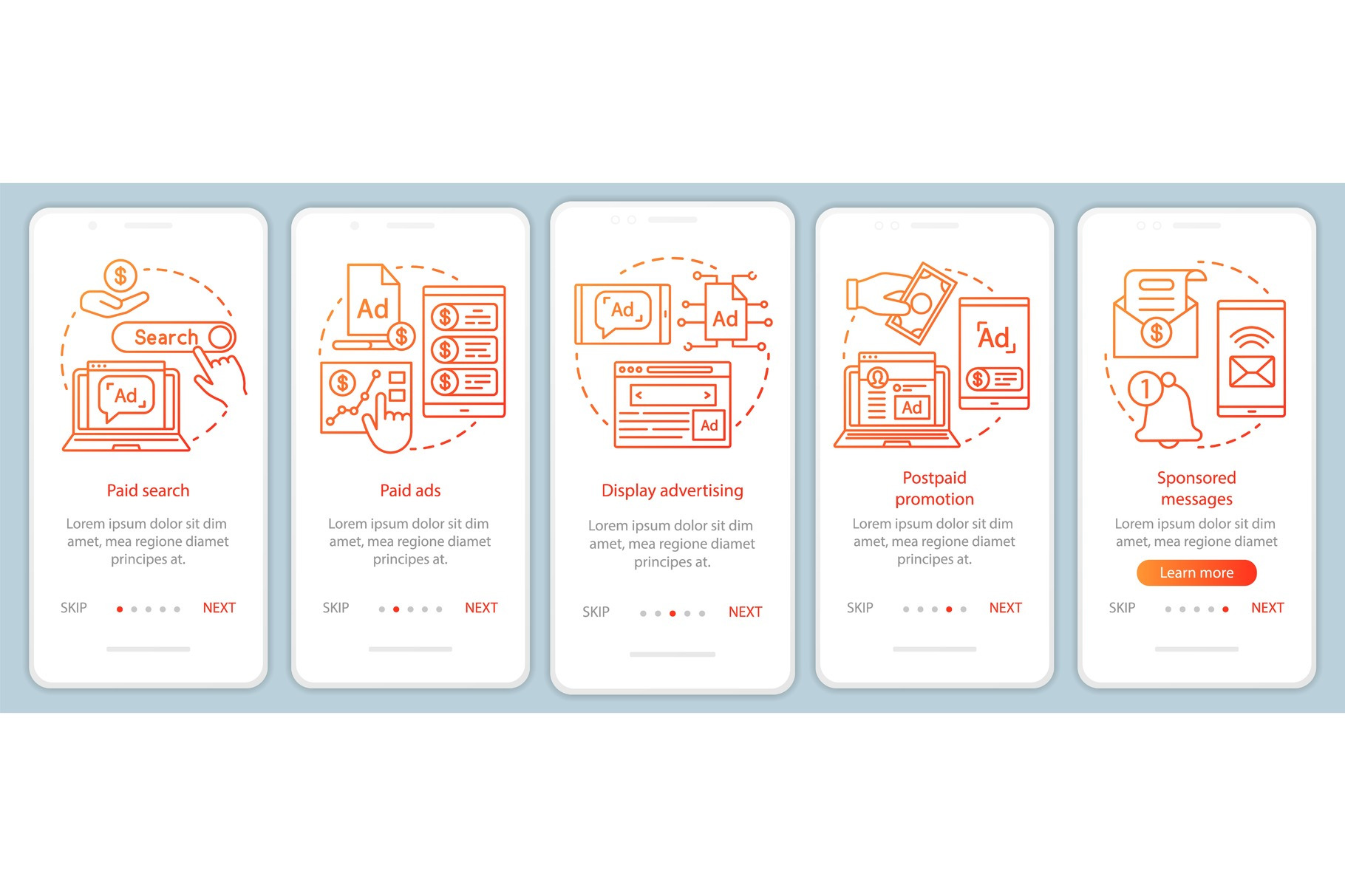 PPC channels orange app pages, a Templates & Theme by IMG visuals icons