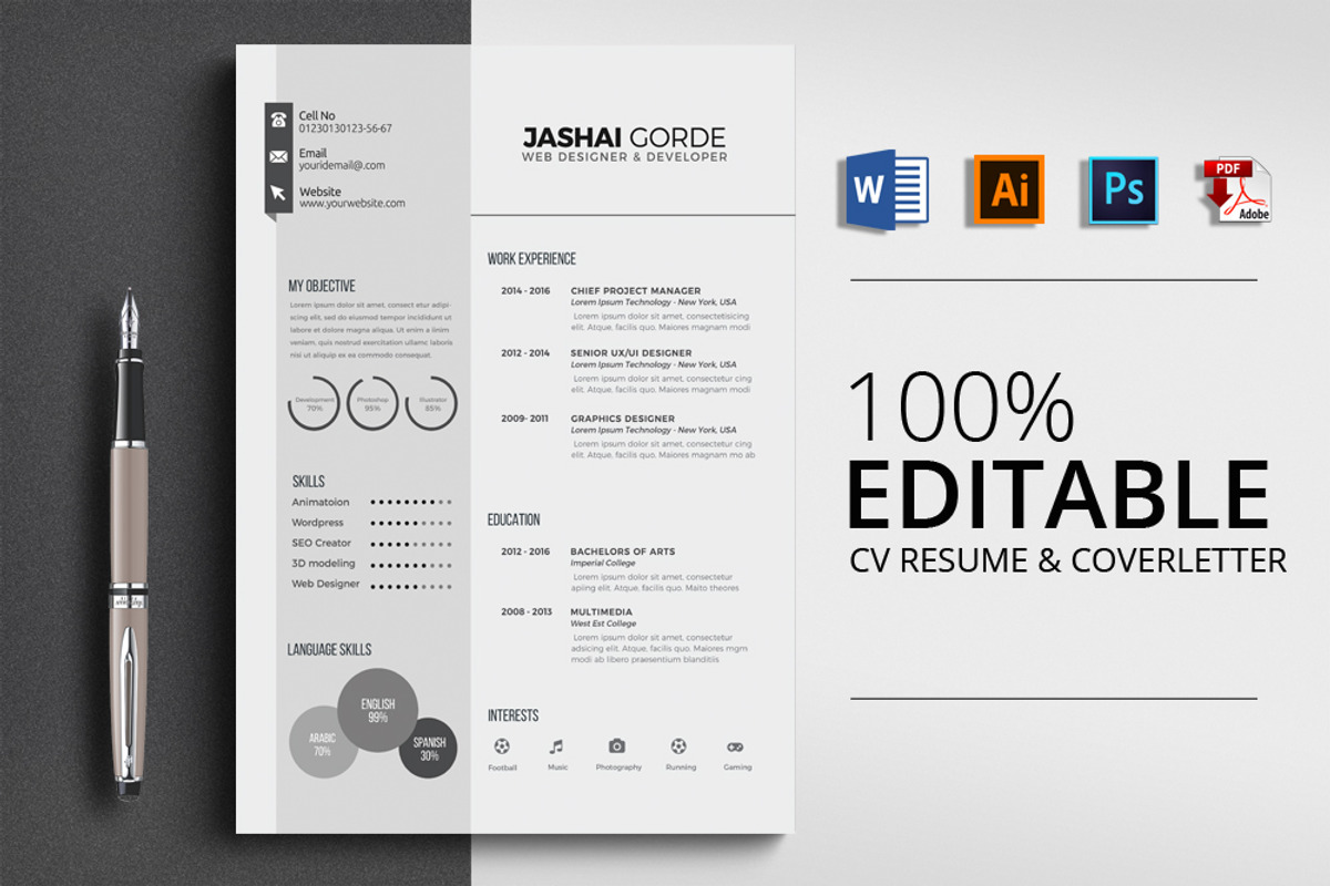 Word Professional Resume, a Resume Template by Psd Templates