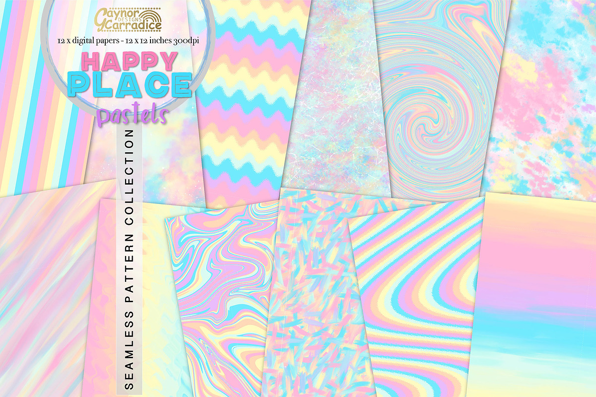 Happy Place - Rainbow textures, a Pattern Graphic by Gaynor Carradice ...