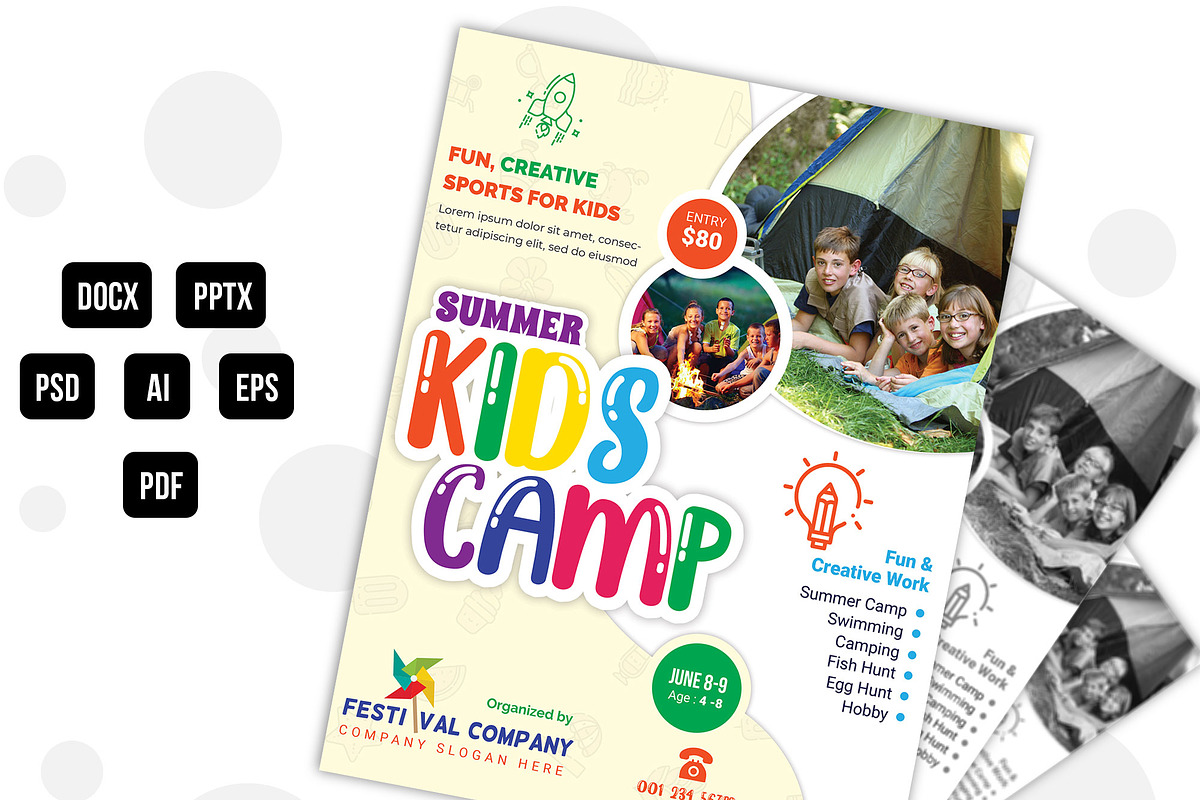 Kids Summer Camp Flyer | Ms Word, a Flyer Template by Imagine Design Studio