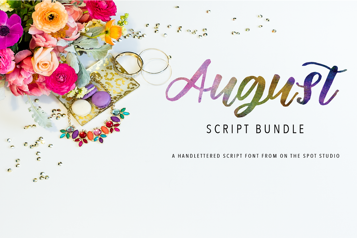August Script Font Bundle, a Script Font by OnTheSpotStudio