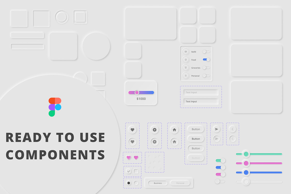 Neumorphic 2021 UI Kit for Figma, an UI Kit Template by Troyan Studio