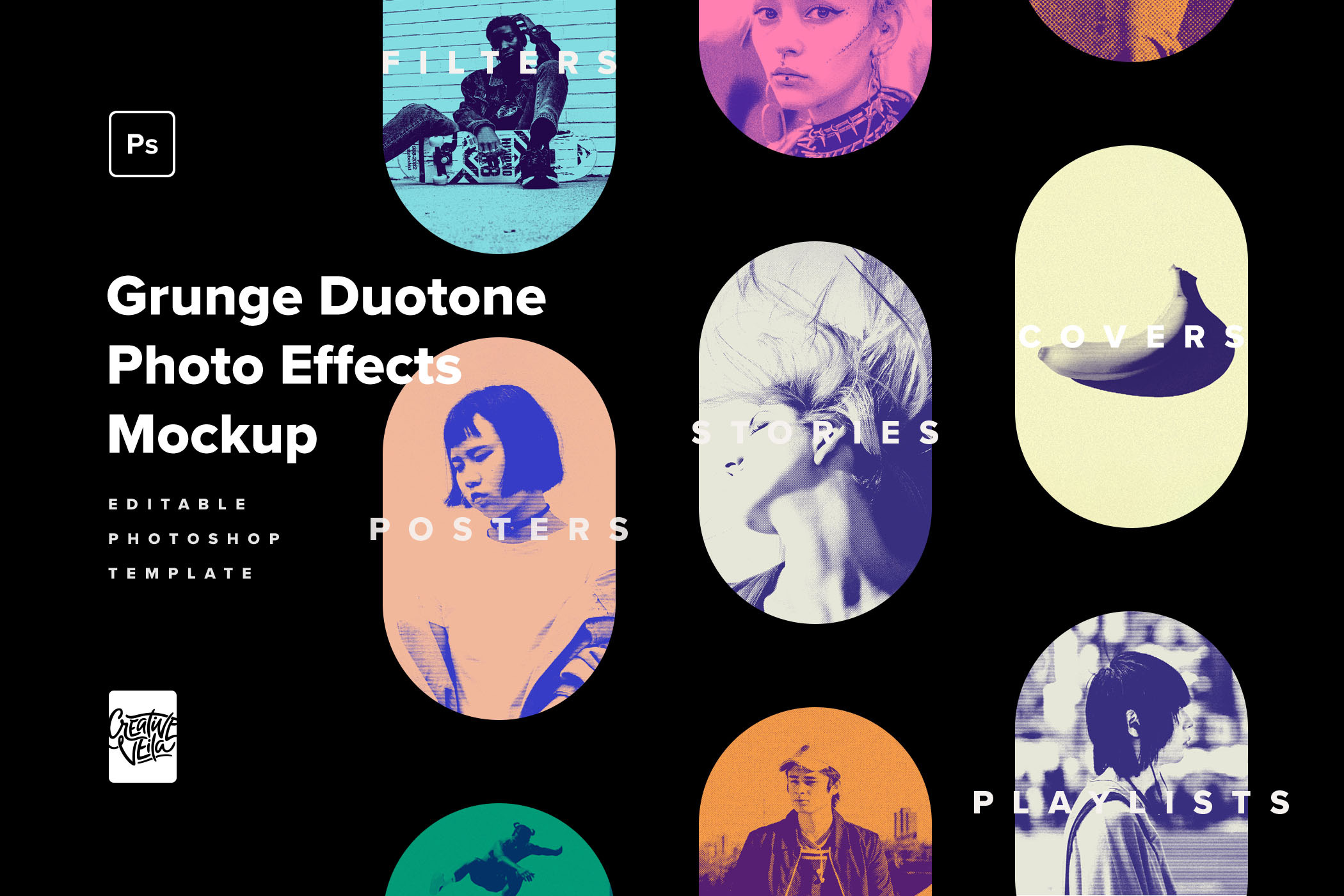 Grunge Duotone Photo Effects Pack, a Layer Style Add-On by Creative Veila