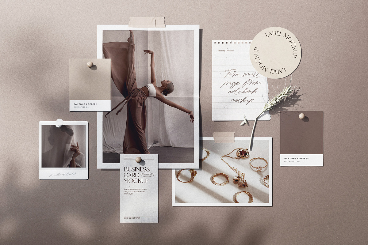 Modern moodboard mockup kit, a Product Mockup by Creatoom