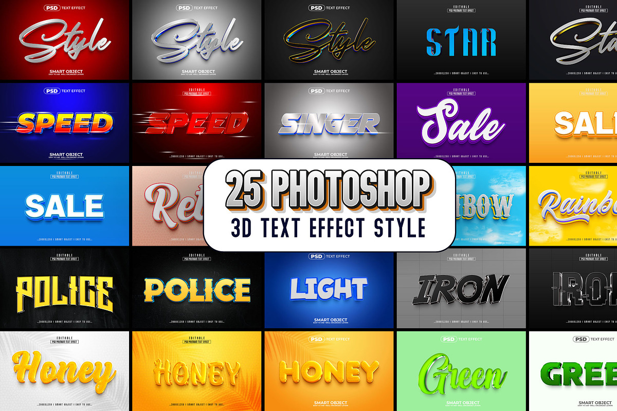 25 Photoshop 3D Text Effect Style, a Layer Style Add-On by Md Jahidul99 | Creative Market