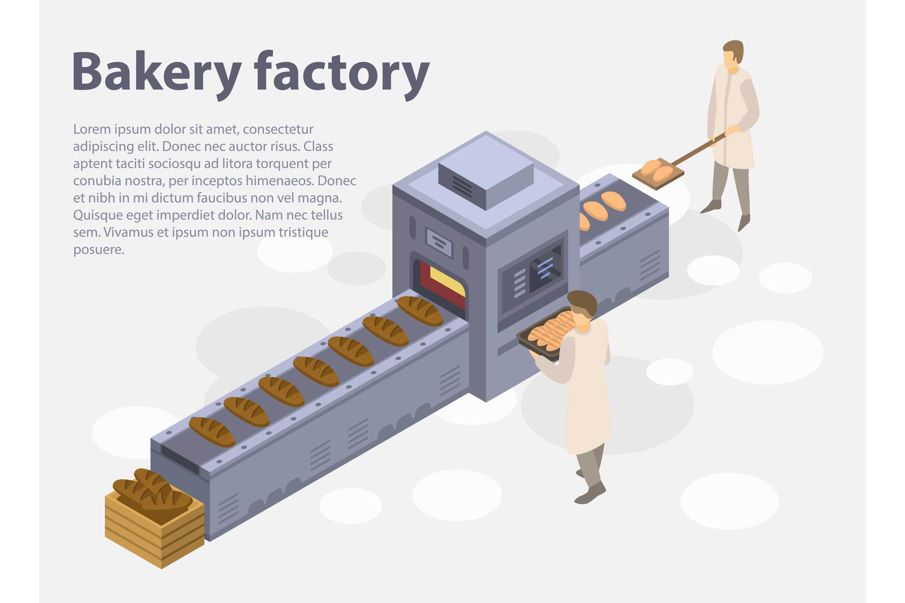 Bakery factory concept banner, a Food Illustration by Ylivdesign