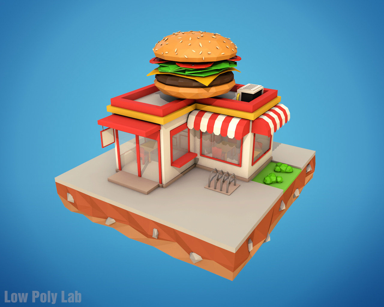 Low Poly Burger Cafe, an Architecture 3D Model by Low Poly Lab