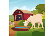 Goat farm cartoon background with | Graphics ~ Creative Market