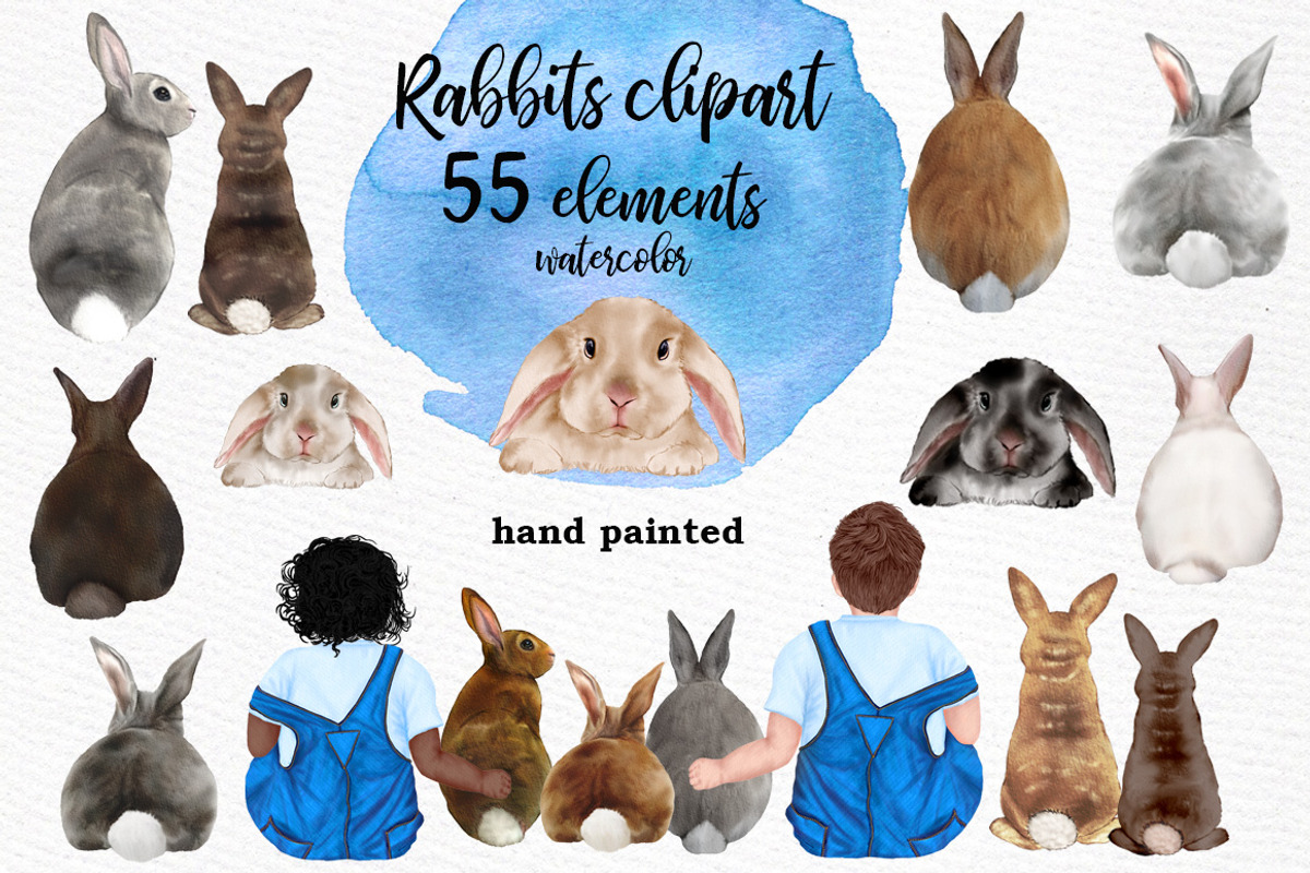 Watercolor bunny clipart Rabbit Png, an Animal Illustration by LeCoqDesign