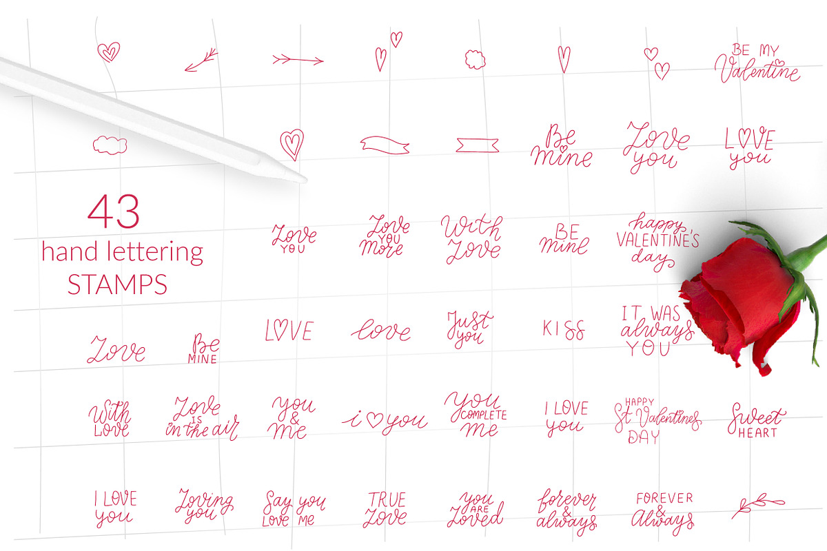 Valentines romantic Procreate stamps