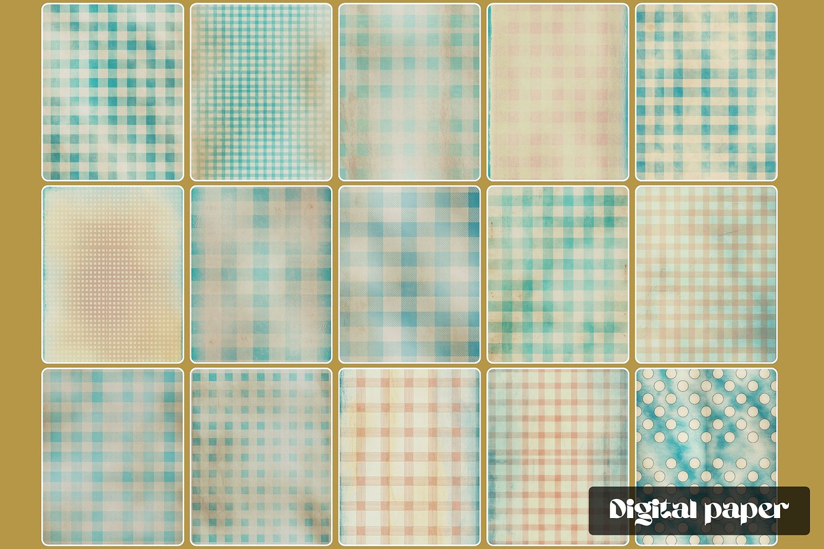 Vintage Gingham Polka Dot Papers, a Graphic by iloveTemplate