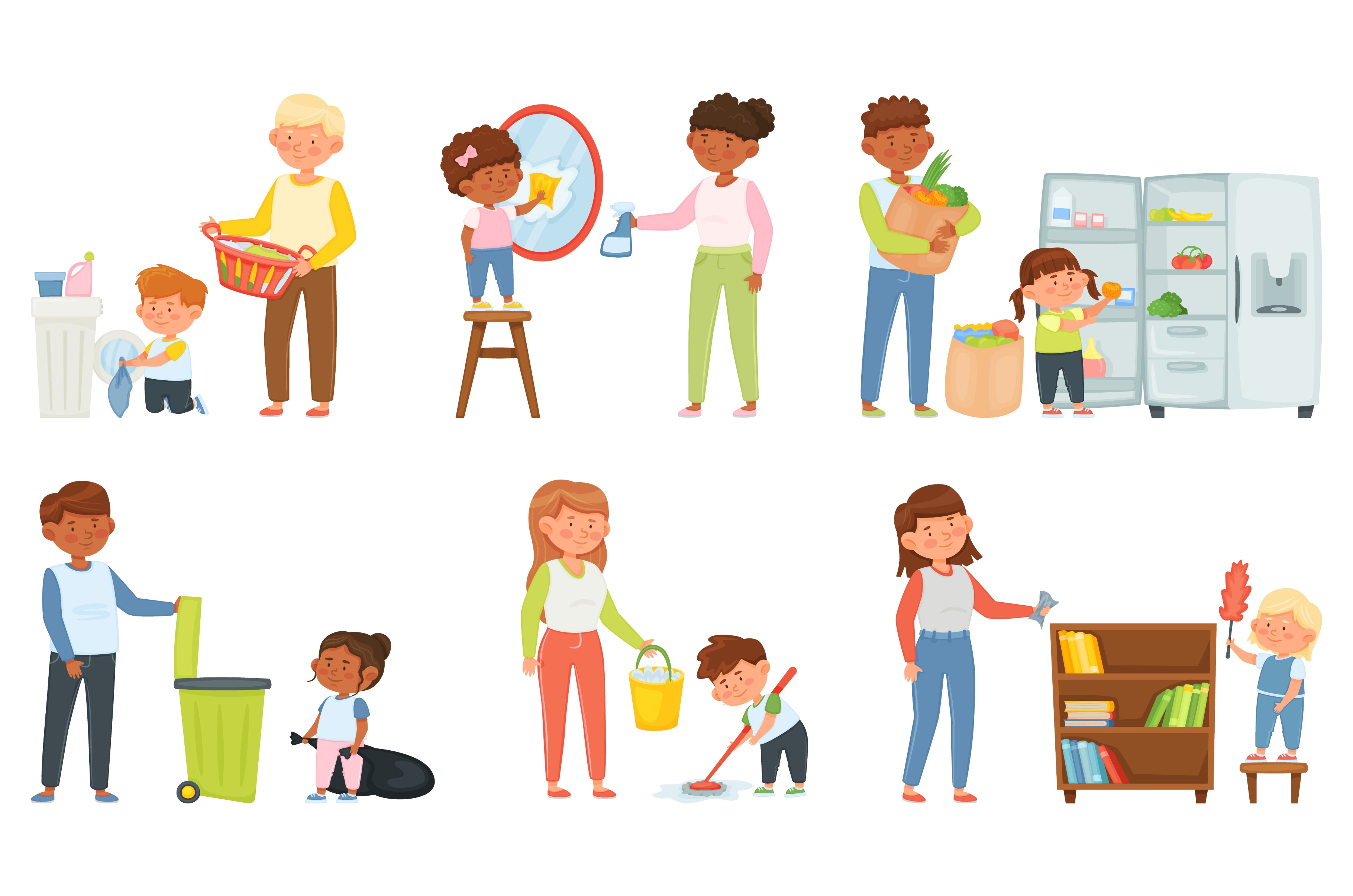 Cartoon children helping with, a Food Illustration by Frogella