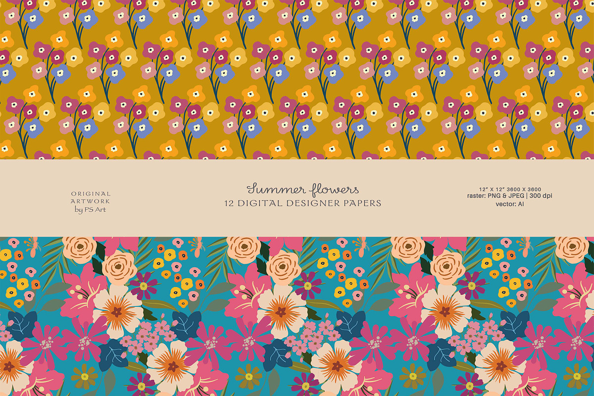 Summer Flowers Clipart Flowers | Creative Market
