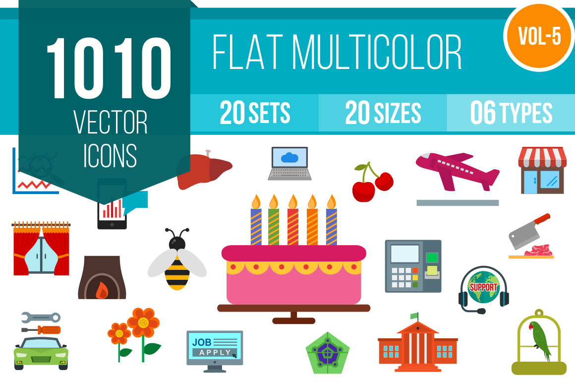 1010 Flat Multicolor Icons (V5), an Icon by IconBunny