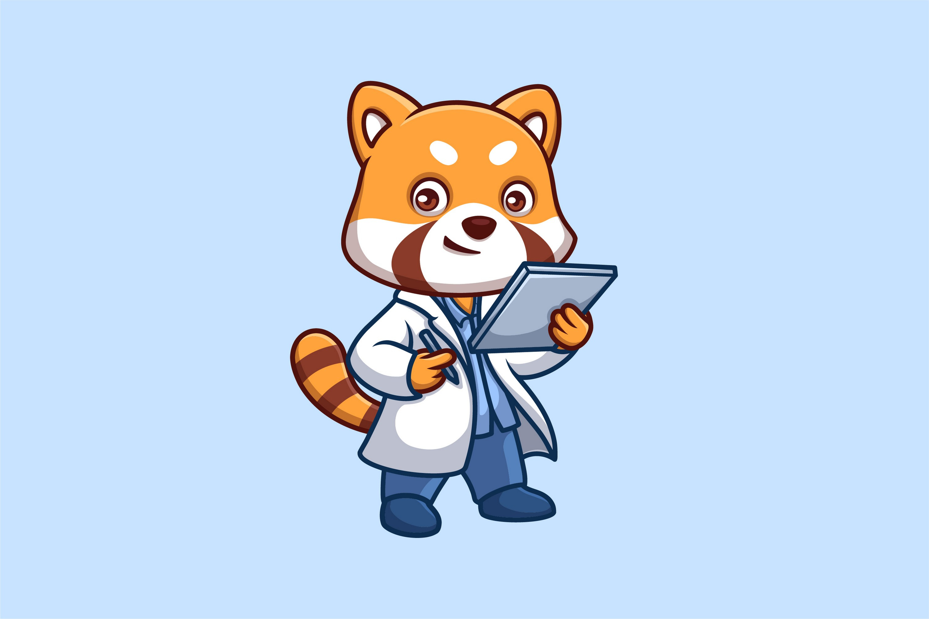 Doctor Red Panda Cute Cartoon, an Animal Illustration by Gumrega Studio