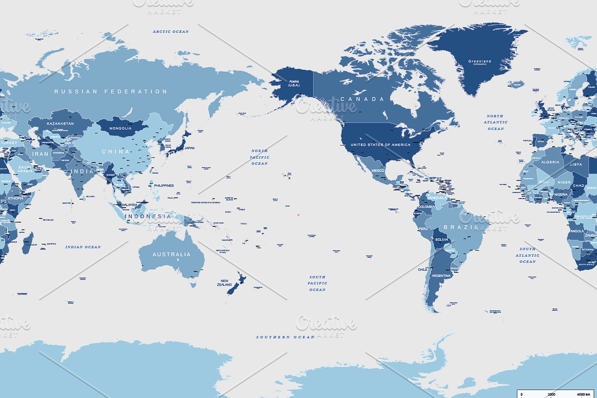 Pacific Centered World Map