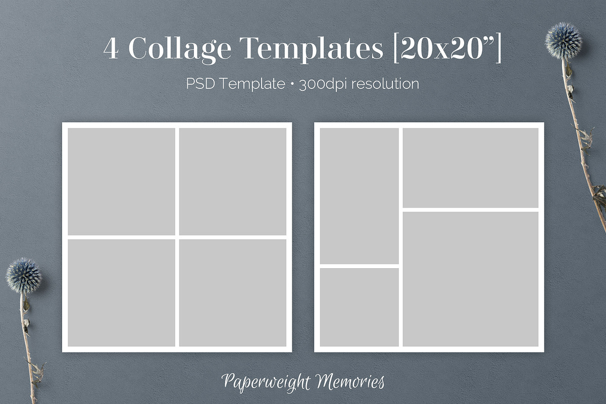 4 20x20 Photo Collage Template PSD, a Templates & Theme by Paperweight ...