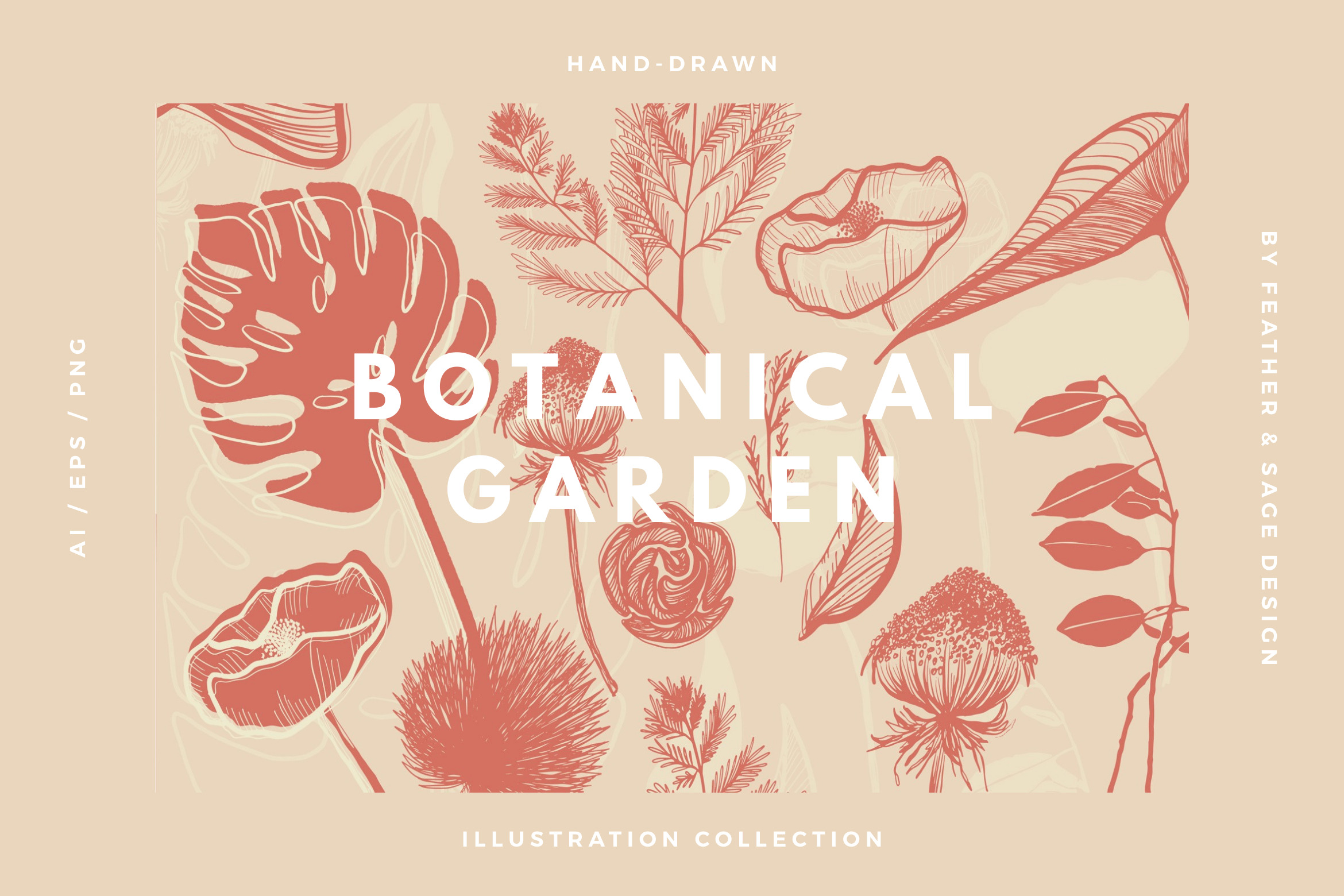 Botanical Garden Illustration Vector, an Illustration by Feather & Sage ...