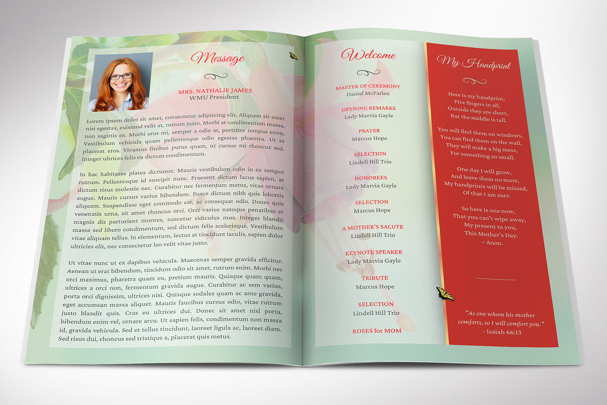 Mothers Day Program Canva Template 4pg