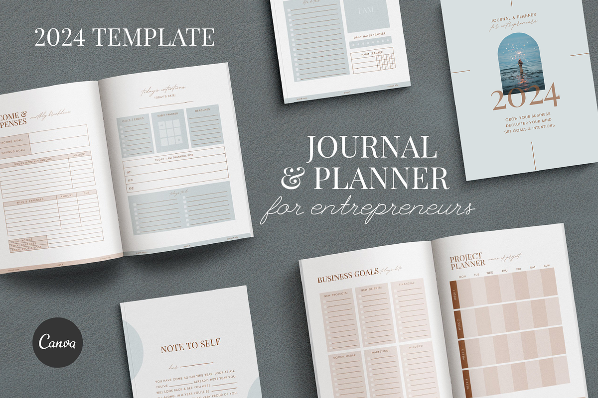2024 Journal Planner Canva Template, a Design Template by Studio Soluna