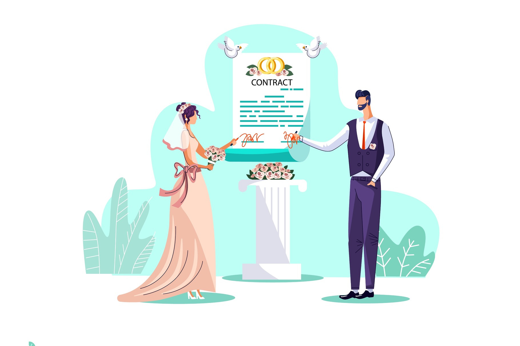 Marriage contract concept vector, an Illustration by art PVP - market
