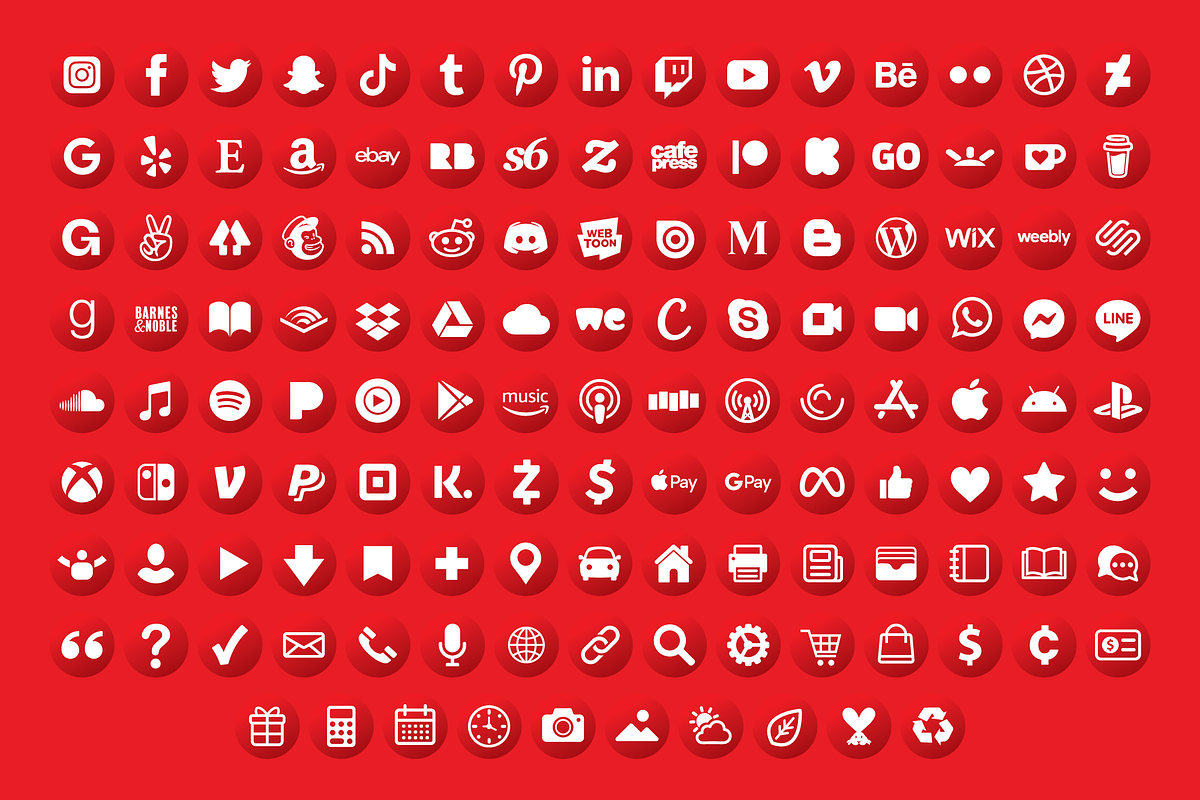 Red Circle Social Media Icons Set, an Icon by Running With Foxes