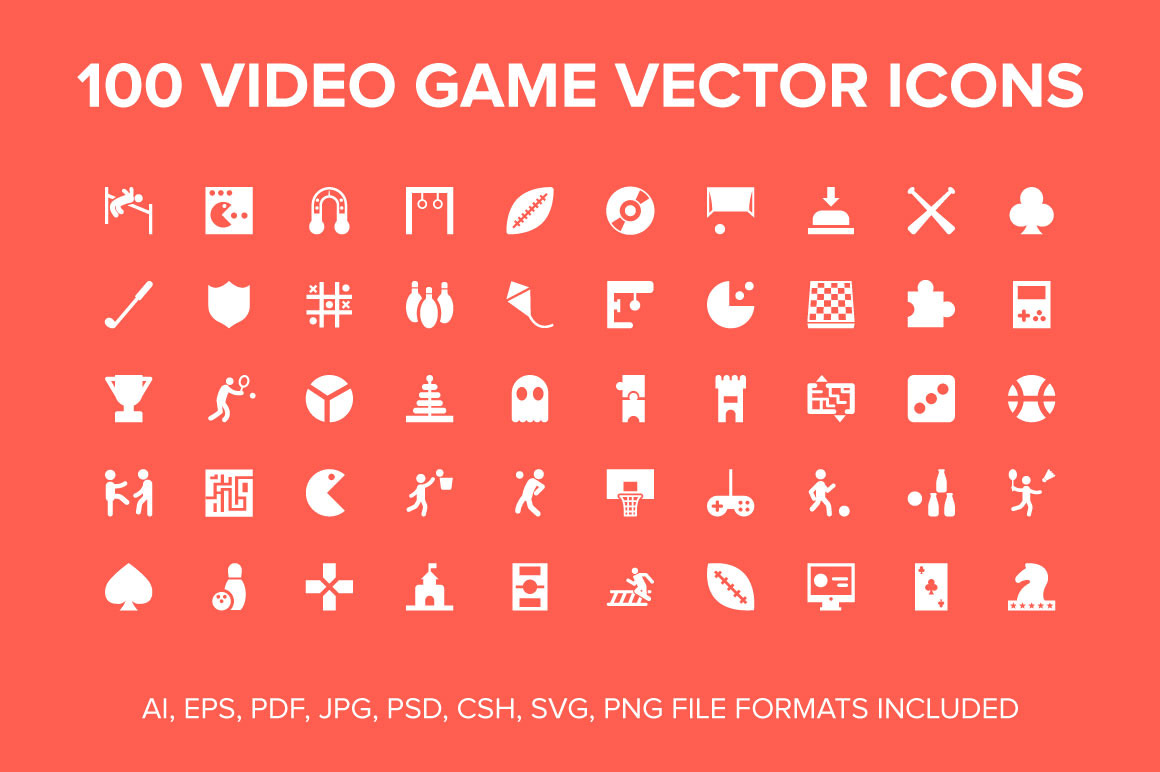 100 Video Game Vector Icons, an Icon by Vectors Market