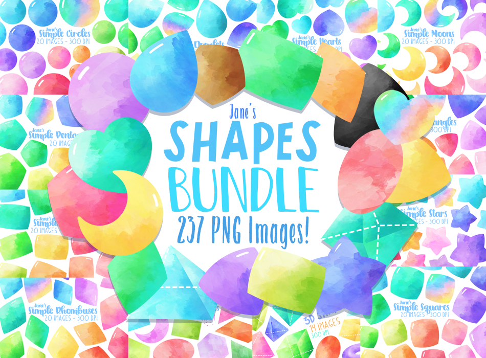Watercolor Shapes Clipart Bundle, an Illustration by DigitalArtsi