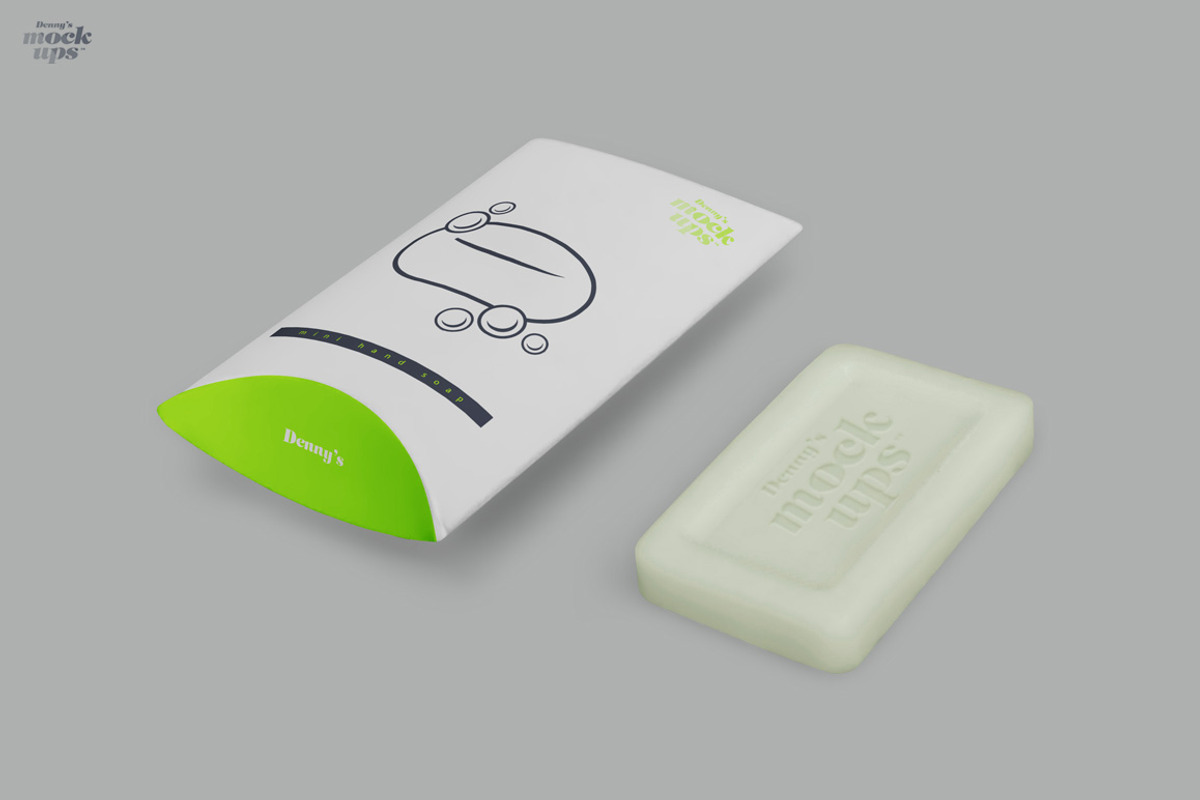 Mini Hand Soap in Pillow Box Mockup, a Packaging Mockup by Denny's Mock-ups