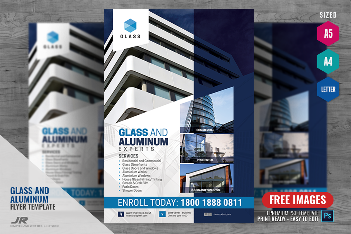 Glass and Aluminum Fabrication, a Flyer Template by PSDPixel
