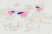 Clink Glass Collection, a Food Illustration by Anna | Creative Market