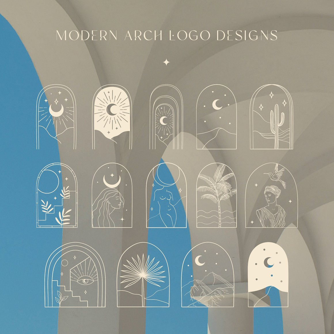 White Bohemian Modern Arch Logos. Nu, a Branding & Logo Template by ...