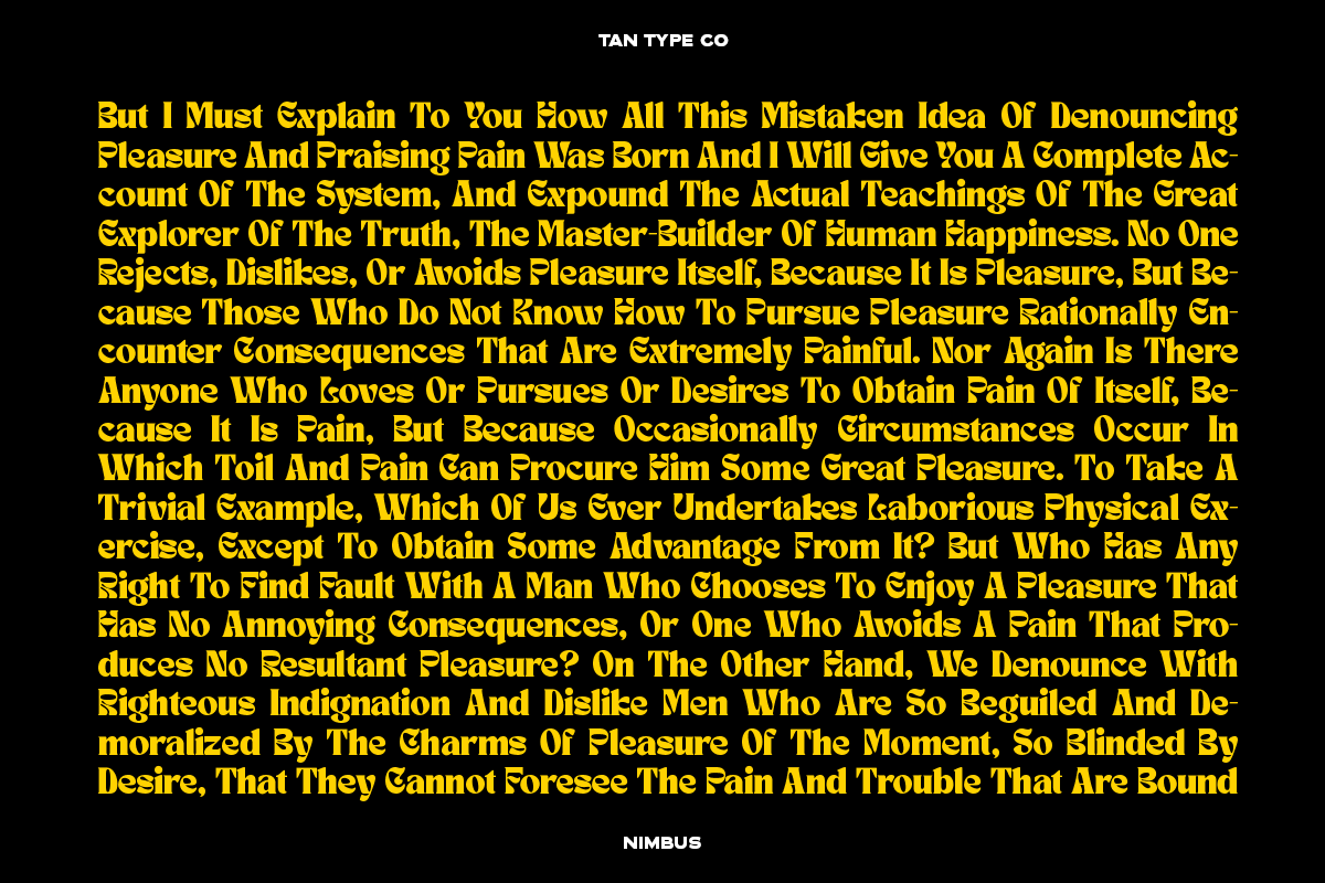 TAN - NIMBUS, a Font by TanType