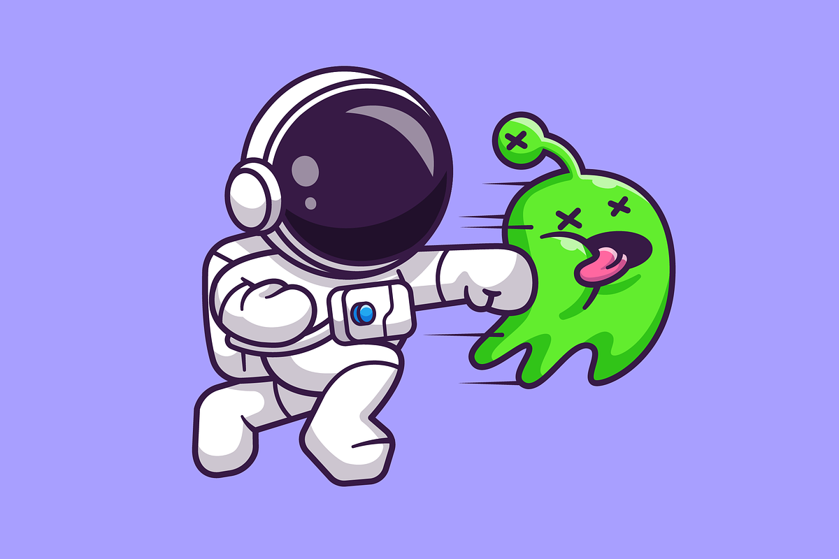Cute Astronaut Smashing Allien, a Technology Illustration by Catalyst Labs