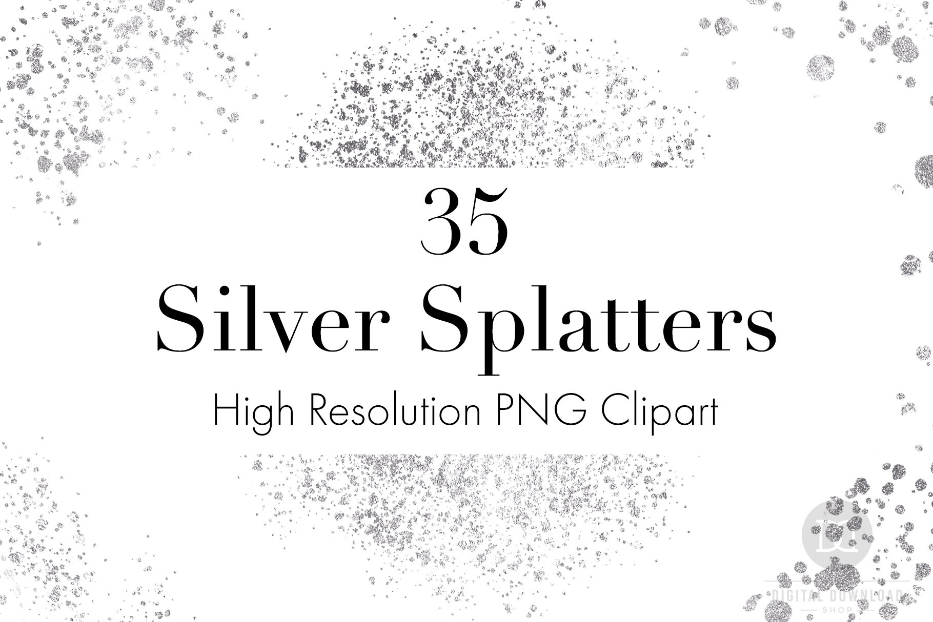 Silver Splatters Clipart, an Object Graphic by The Digital Download ...