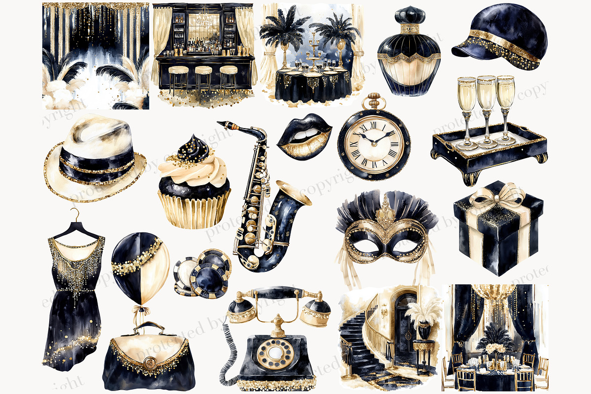 Roaring 20s Clipart | Gatsby Party Art