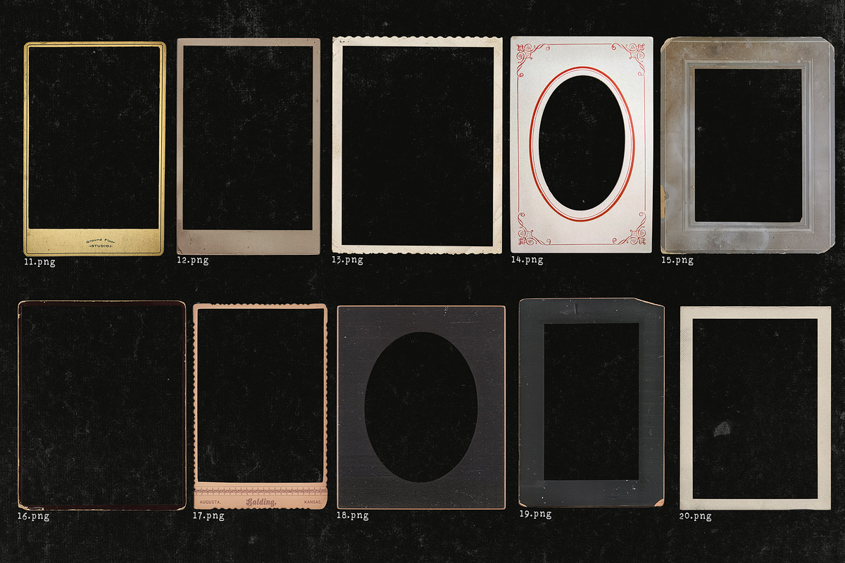 20 Isolated Old Photo Frame Overlays, an Object Graphic by smishura