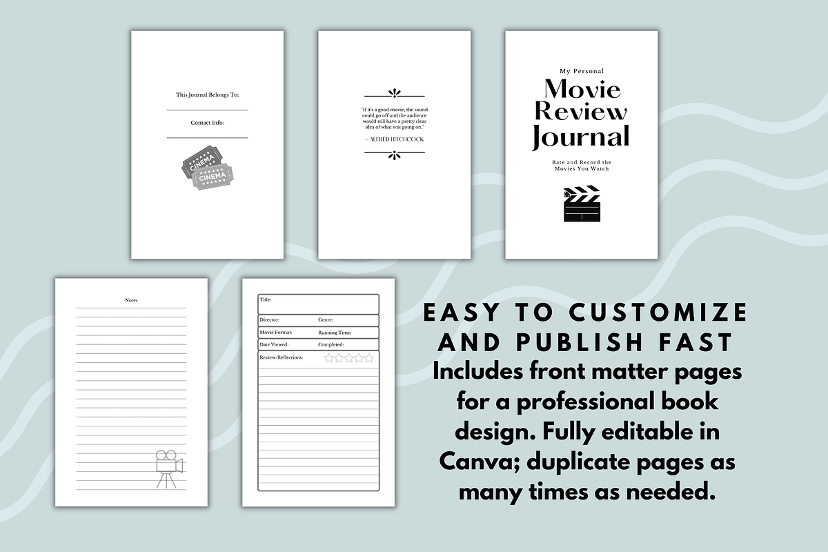 Movie Review Journal Template KDP, a Magazine Template by Self ...