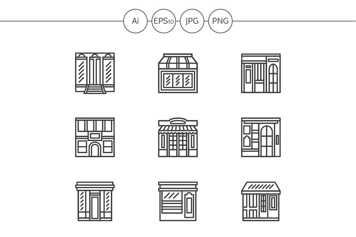 Store and cafe line icons. Set 1, an Outline Icon by YershovOleksandr