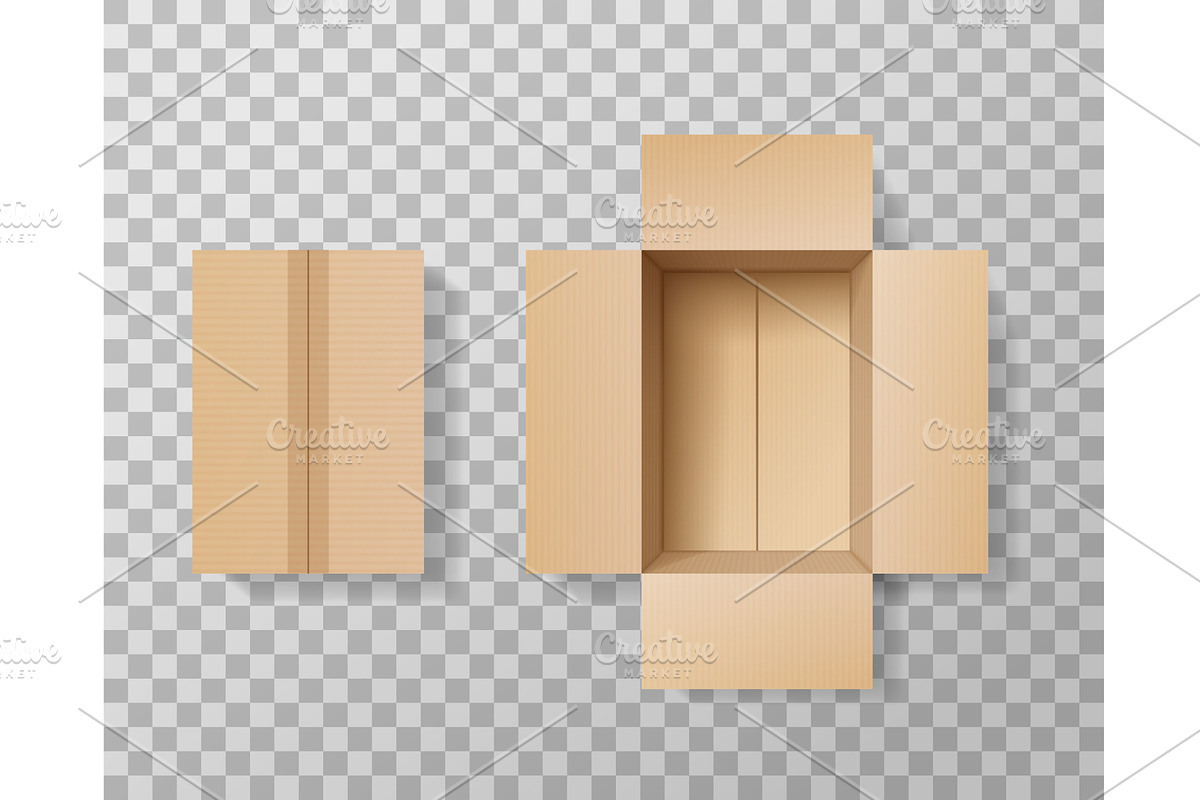 Empty box realistic mockup, an Object Illustration by Vector Tradition