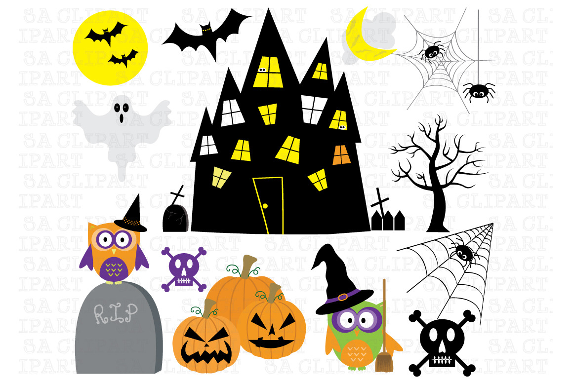 Halloween Haunted House ClipArt, an Illustration by SA ClipArt