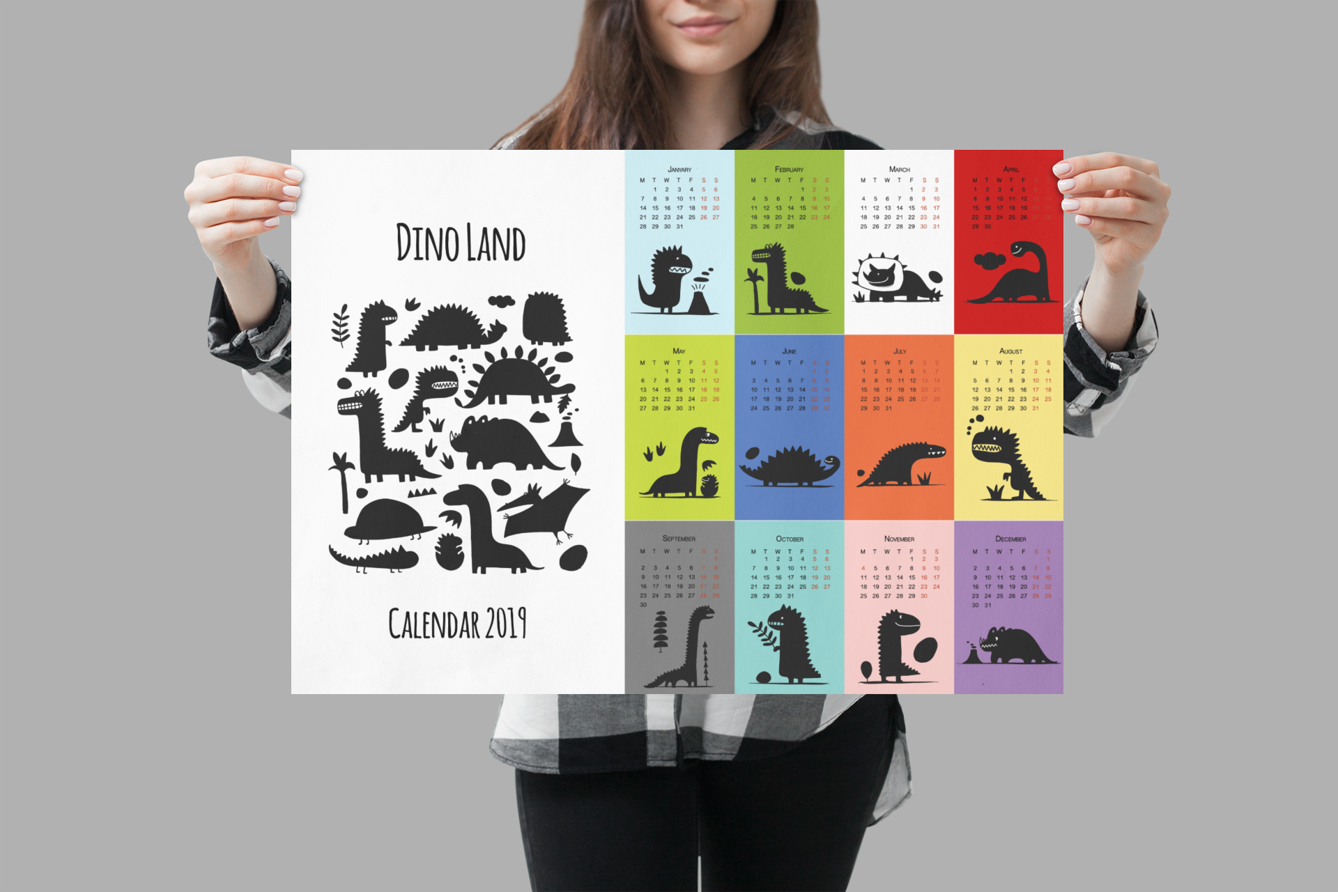 Dinosaurs, Calendar Template Design, an Animal Illustration by Kudryashka