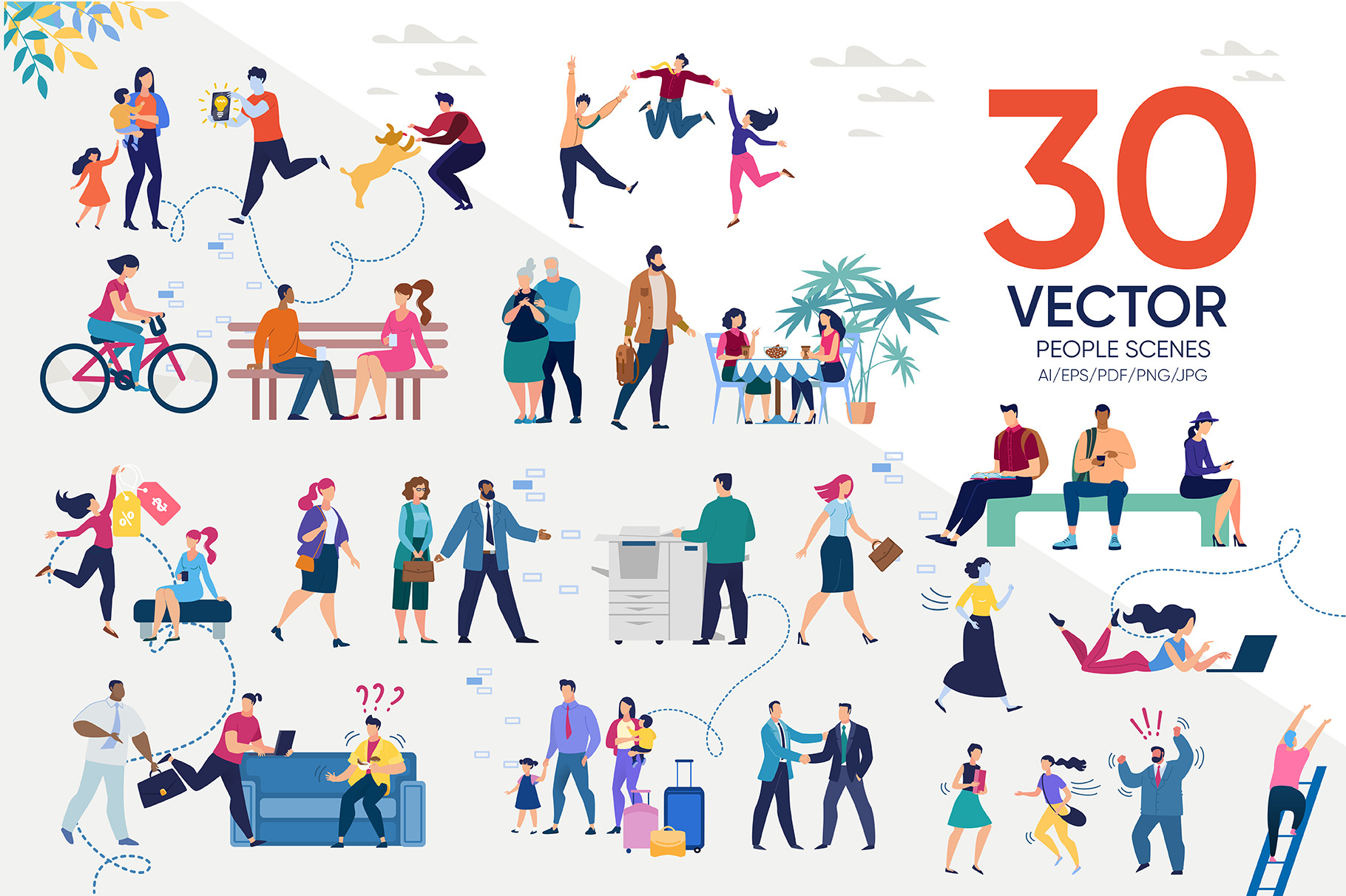 People Scenes Flat Collection, a Person Illustration by Tera Vector