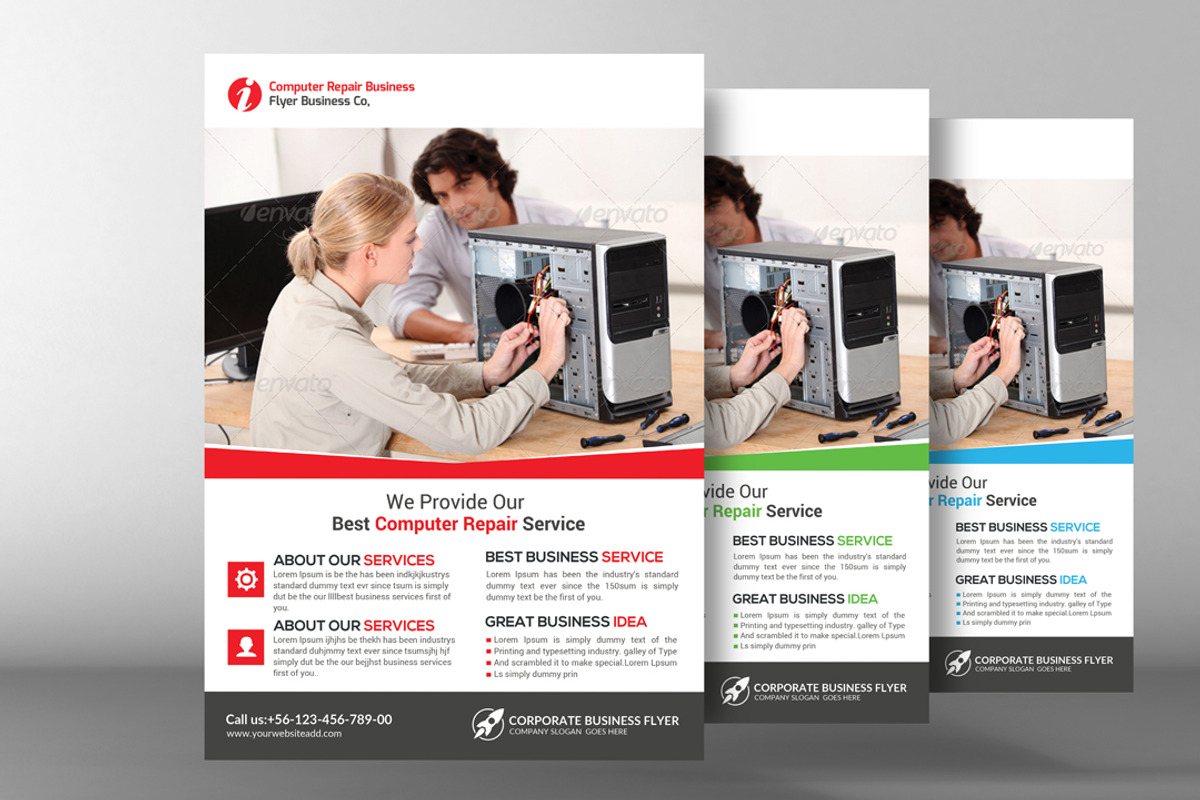 Computer Repair Service Flyer, a Flyer Template by graphicforest