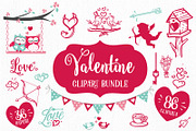 Valentine Clipart Bundle 86 cliparts, an Illustration by BlackCatsMedia