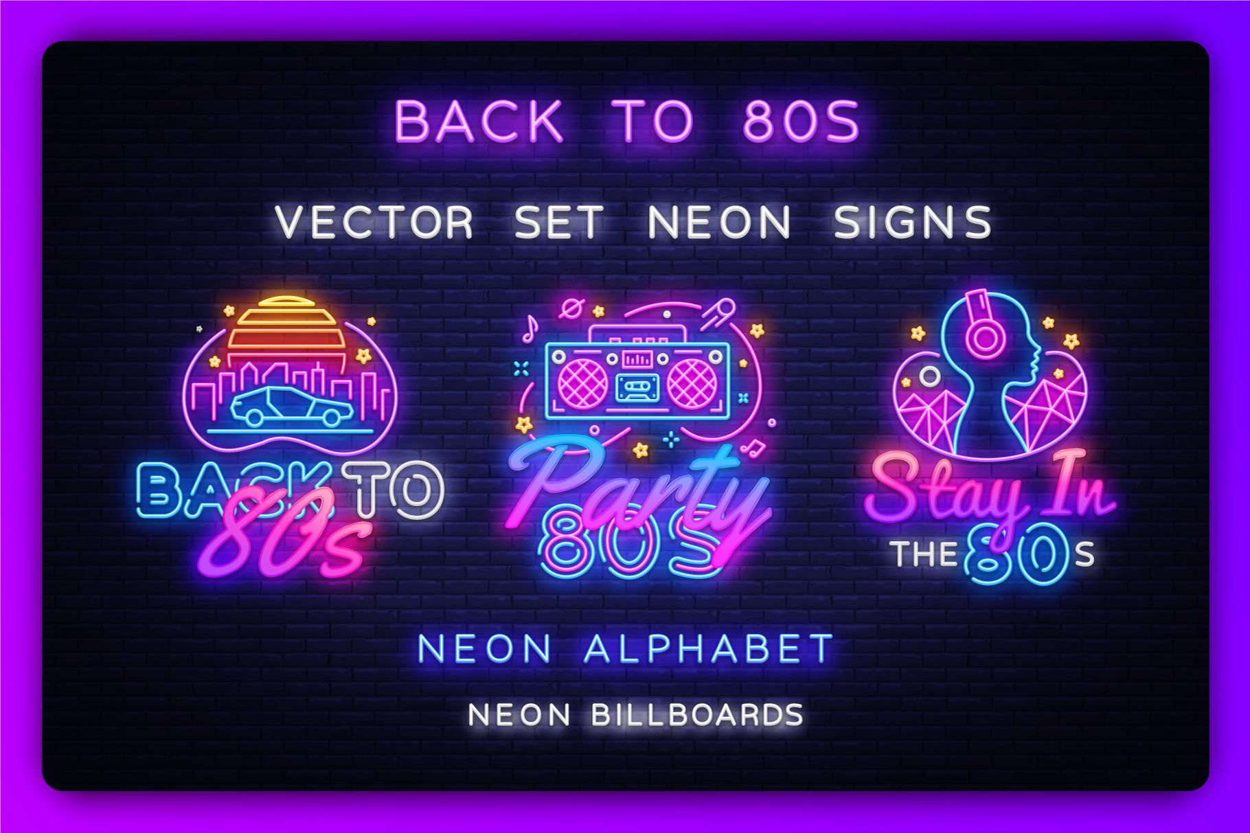Back to 80s Neon Signs, an Illustration by Soifer Design