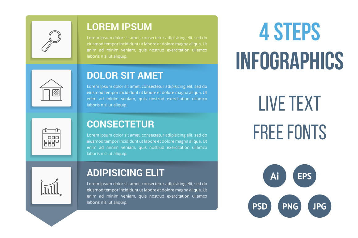 Four Steps Infographics, a Graphic by PixMarket | Creative Market
