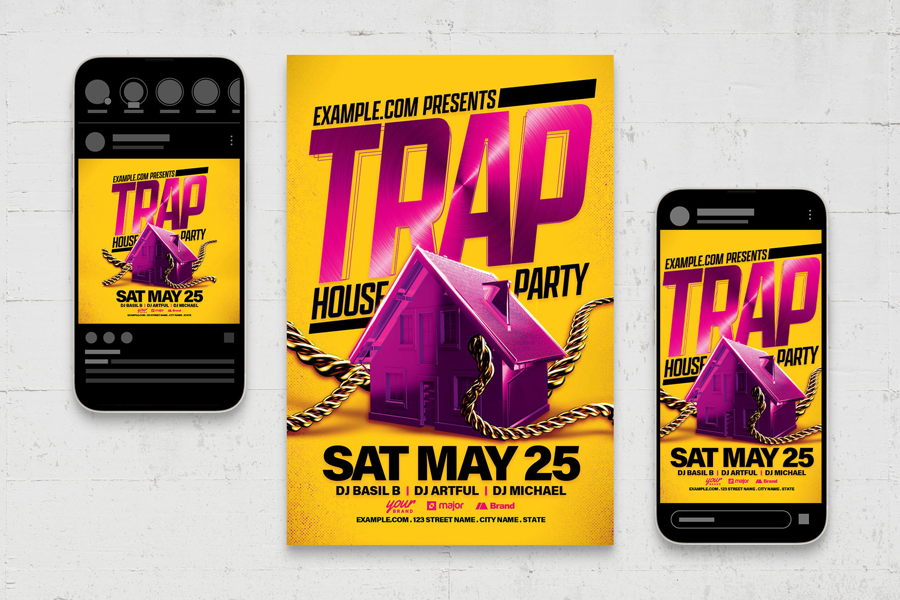 Trap House Party Flyer Template, a Flyer Template by BrandPacks