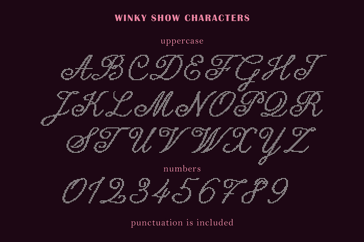 Winky Show Dotted Art Fashion Script, a Script Font by Struvictory.art